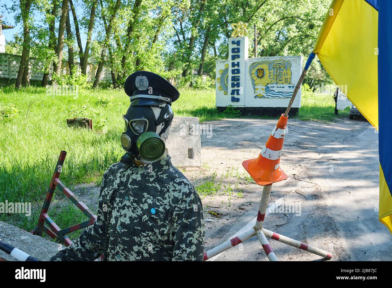 Chernobyl, Ukraine. 03rd June, 2022. Checkpoint at the entrance to ...