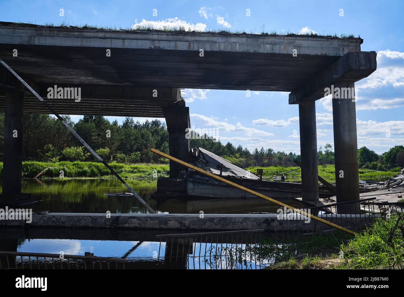 Chernobyl, Ukraine. 03rd June, 2022. Bridge to Chernobyl demolished by ...
