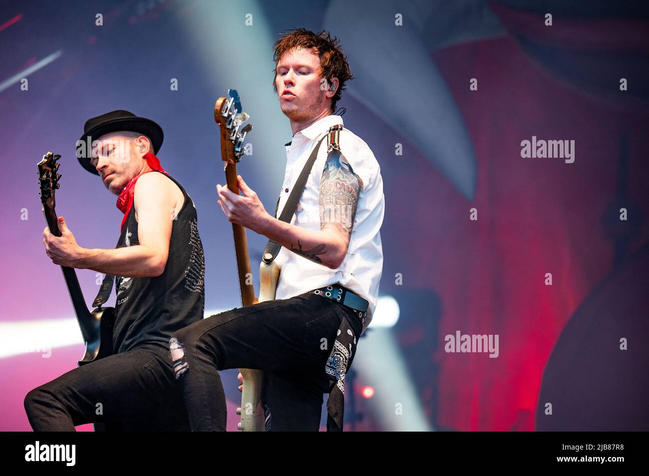 Leeds, UK. 03rd June 2022. Jason McCaslin, drummer Frank Zummo ...