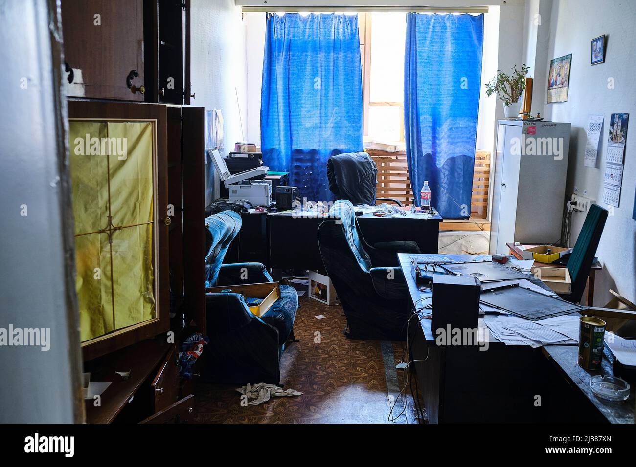 Chernobyl, Ukraine. 3rd June, 2022. Office in Chernobyl stripped by ...