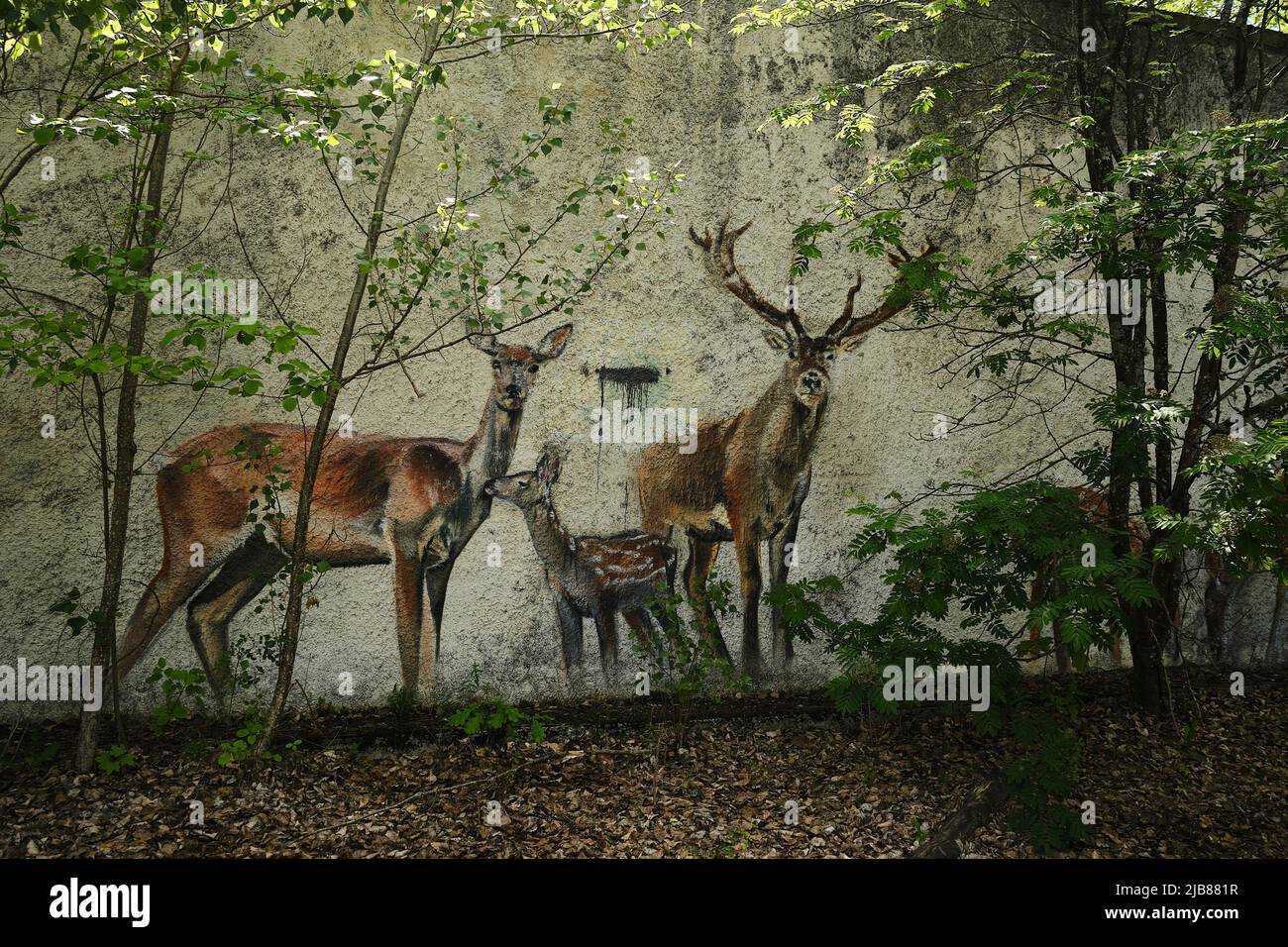 Chernobyl, Ukraine. 3rd June, 2022. Graffiti made by street artists ...