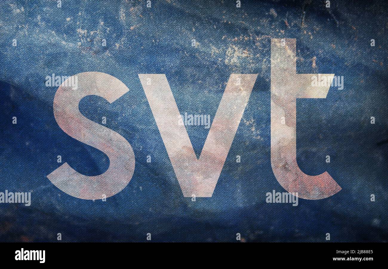 Top view of retro flag SVT, Sweden with grunge texture. Swedish travel ...