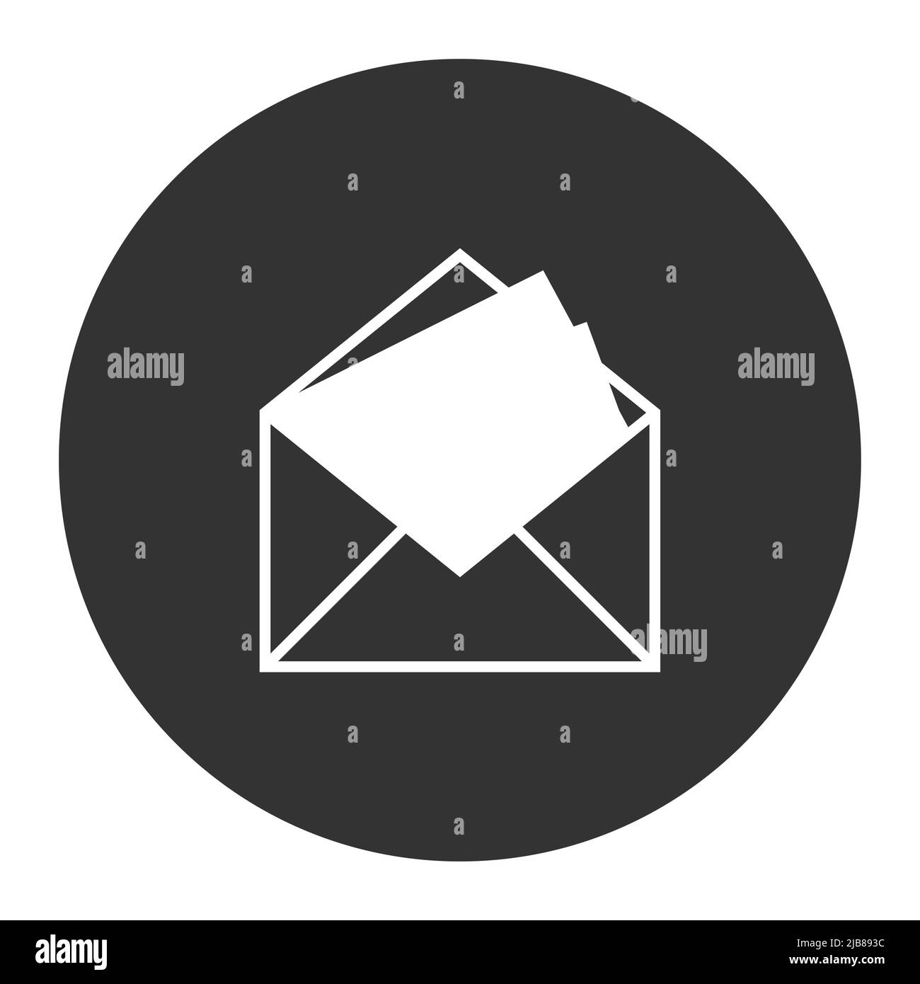 Mail icon with long shadow black on white background,Simple design ...
