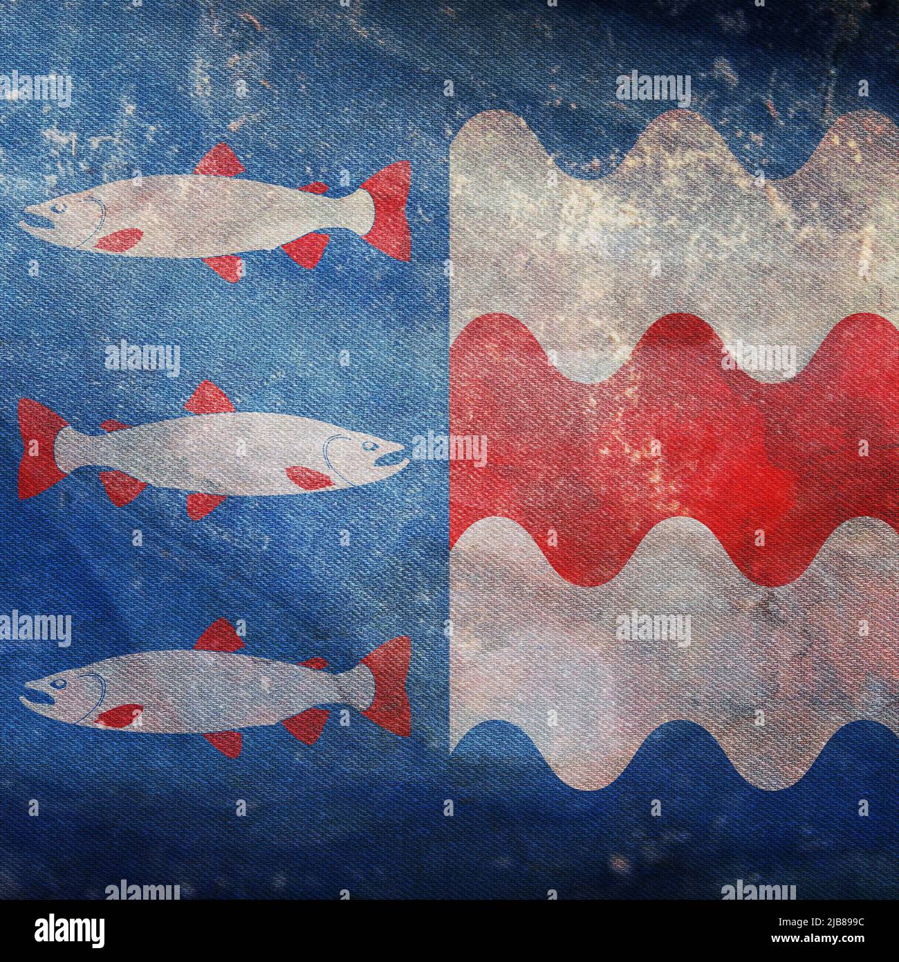 Top view of retro flag Vasternorrlands, Sweden with grunge texture ...