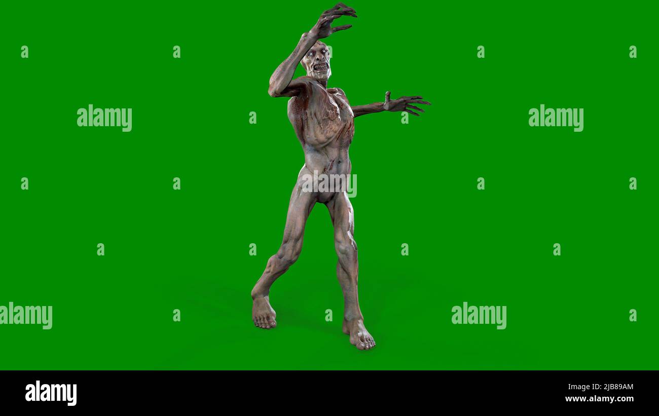 Fantasy character Zombie Undead in epic pose - 3D render on isolated ...