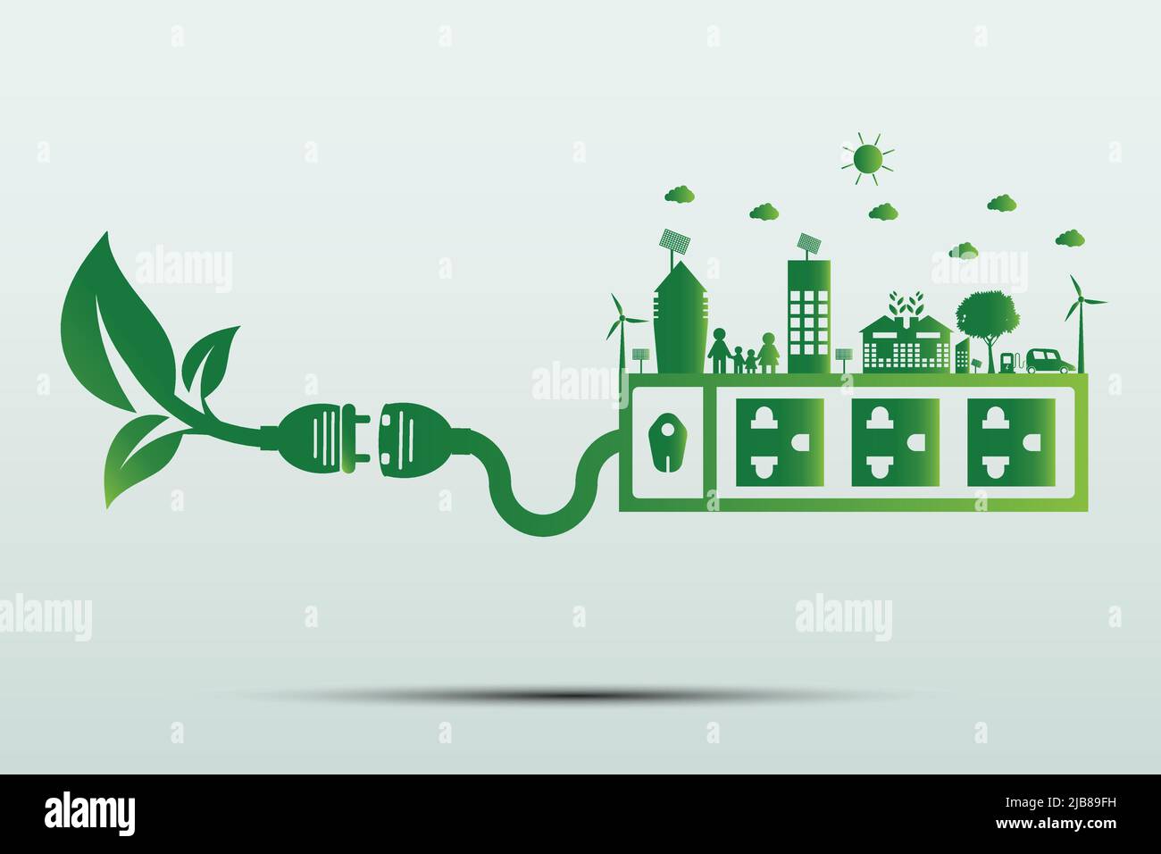 Energy ideas save the world concept Power plug green ecology,Vector ...