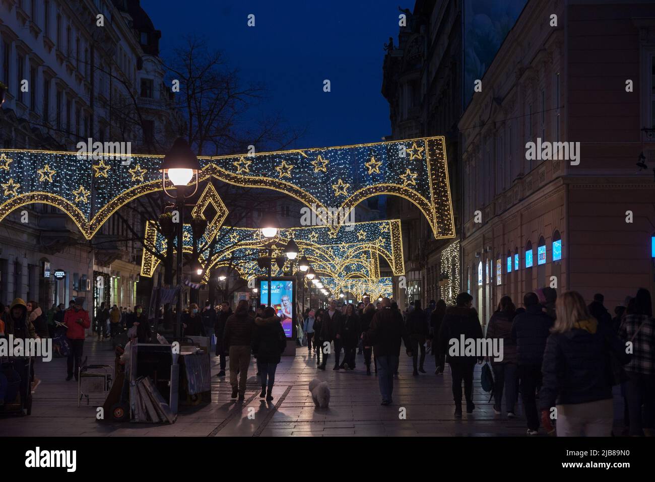 Picture of the Belgrade Christmas decorations on the Kneza Mihailova ...