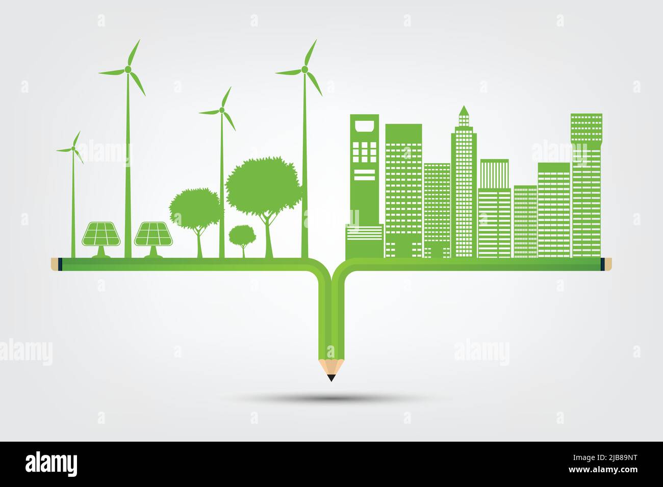Pencil Ecology and Environmental Concept,Town With Eco-Friendly Ideas ...