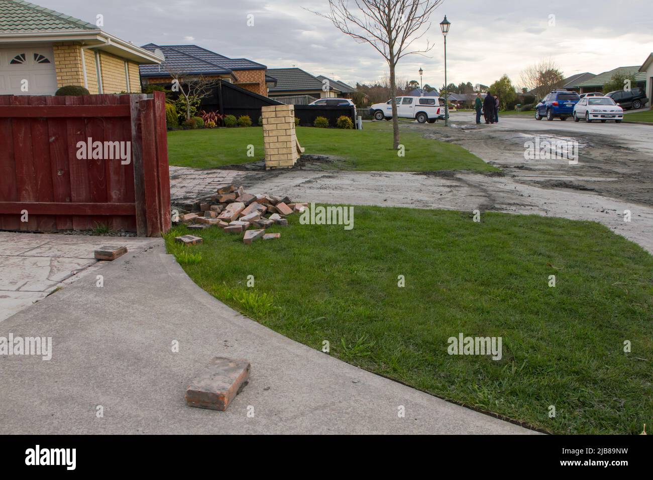 Earthquake Damage around the village of Kaiapoi, New Zealand, after the 7.3 magnitude earthquake ...