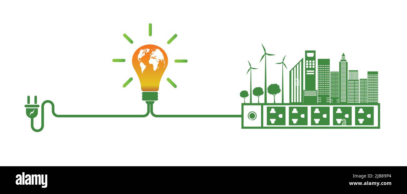 Energy ideas save the world concept Power plug green ecology,Vector ...