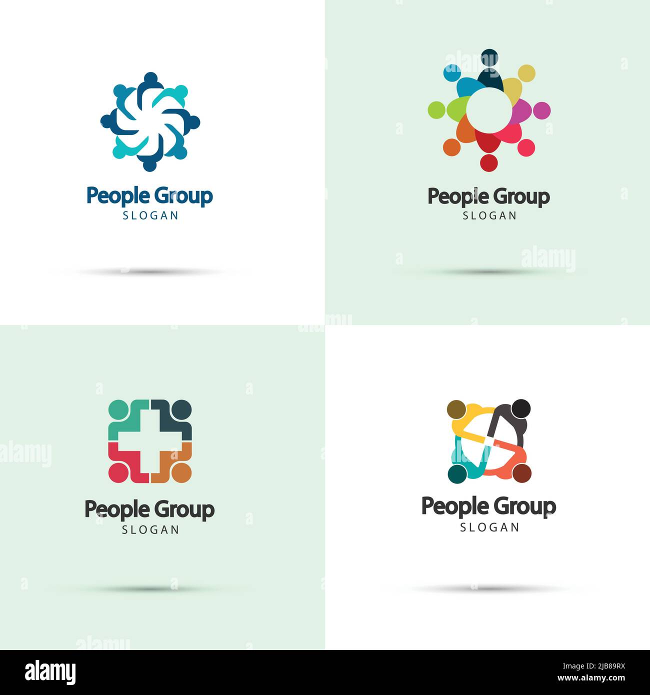 Vector graphic group connection logo.Eight people in the circle.logo ...