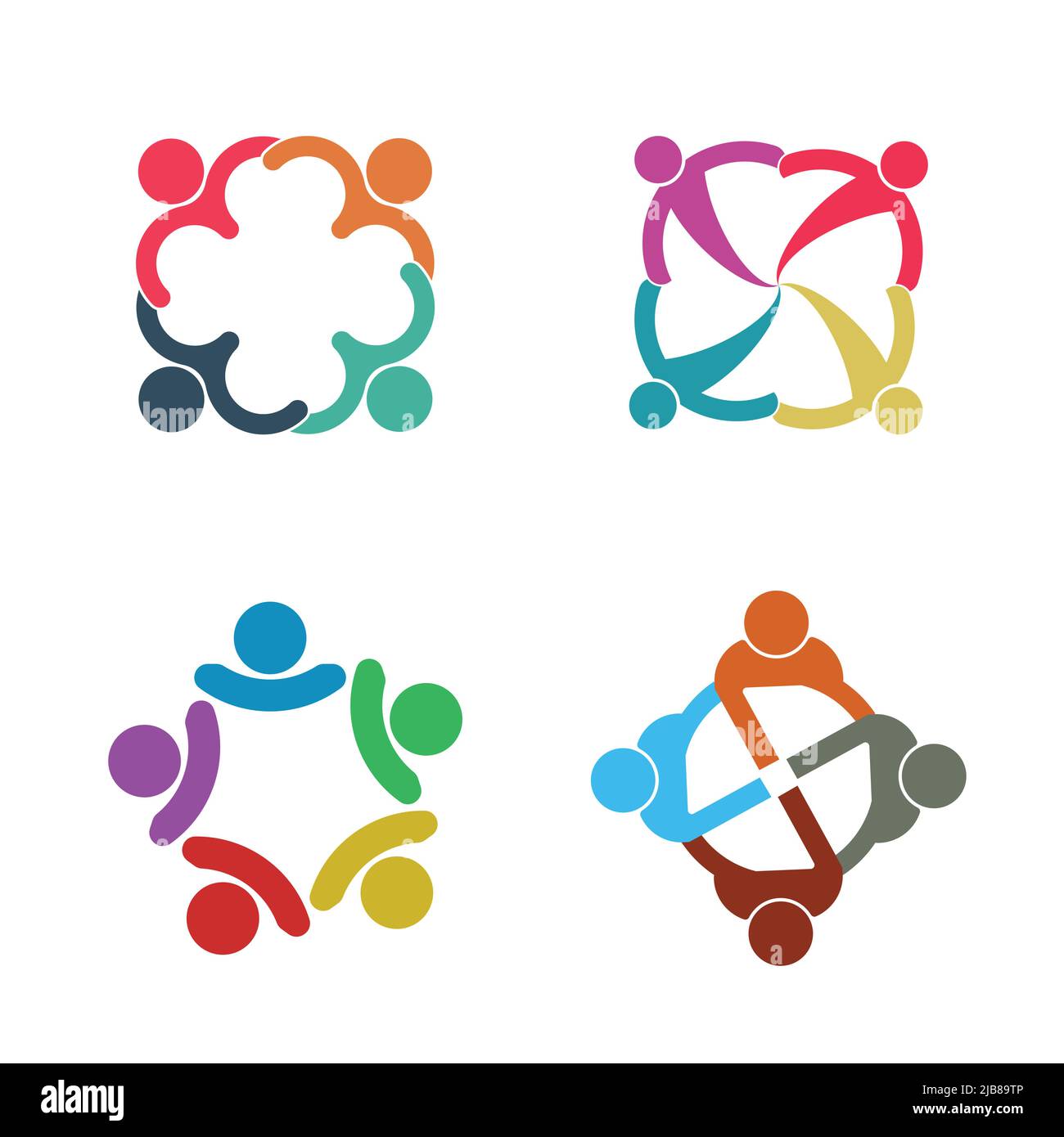 Group people logo handshake in a circle,Teamwork icon,vector ...