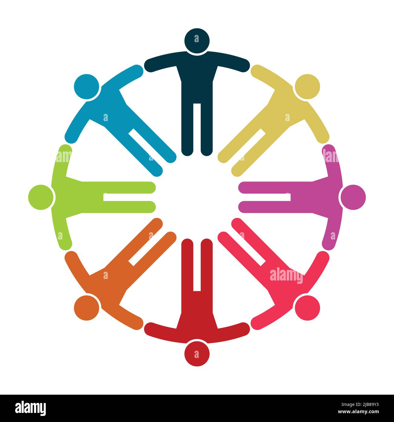 Vector graphic group connection logo.Eight people in the circle.logo ...