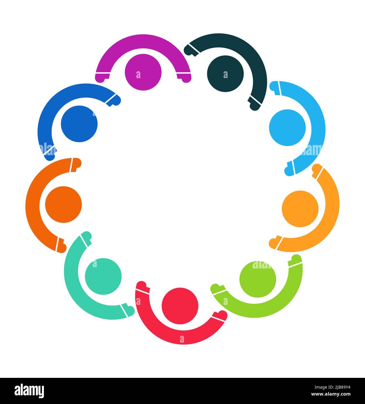 People logo. Group teamwork symbol of nine persons Stock Vector Image ...