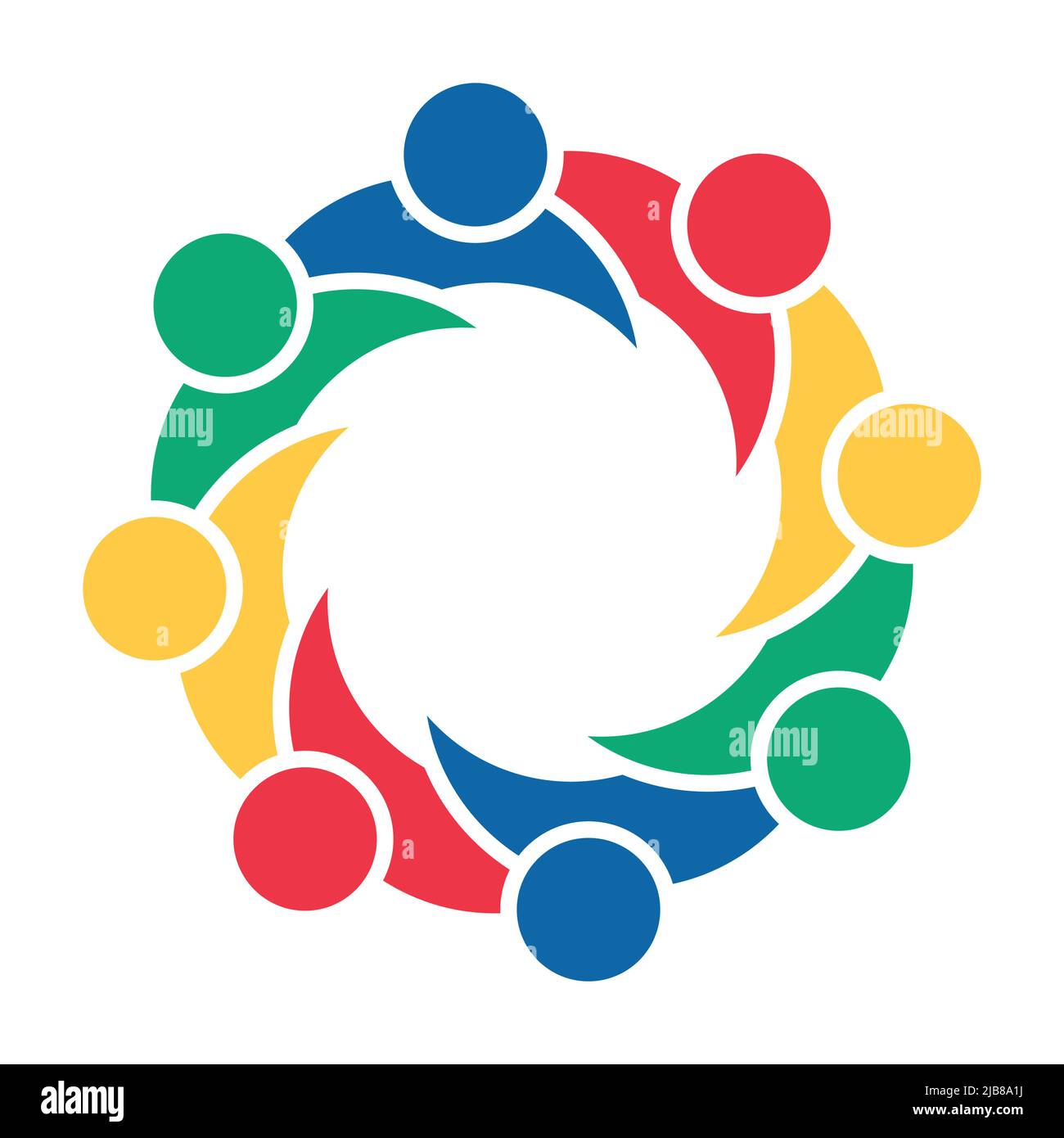Vector graphic group connection logo.Eight people in the circle.logo ...