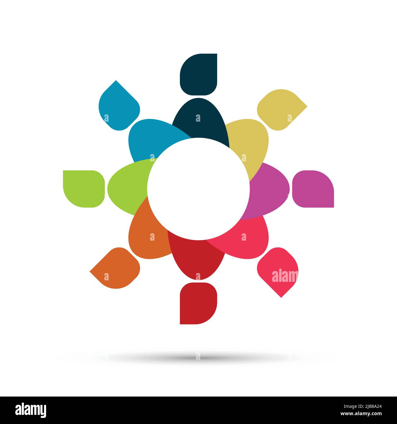 Vector graphic group connection logo.Eight people in the circle.logo ...