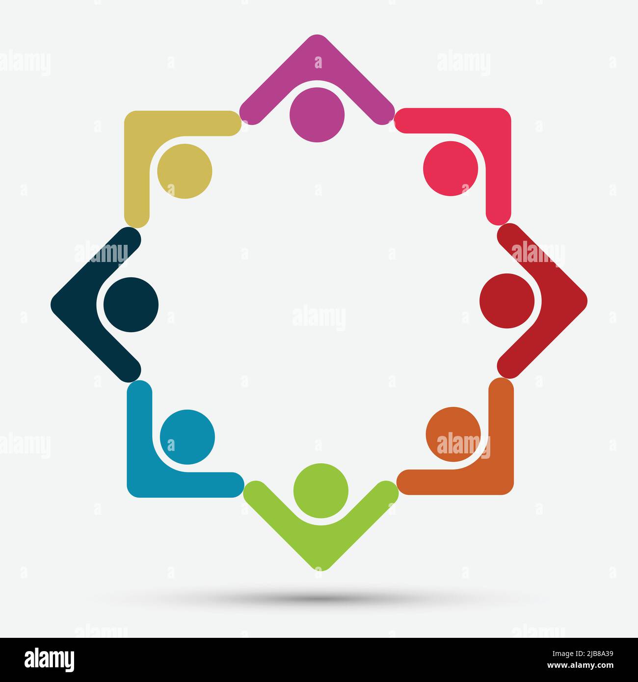 Vector graphic group connection logo.Eight people in the circle.logo ...