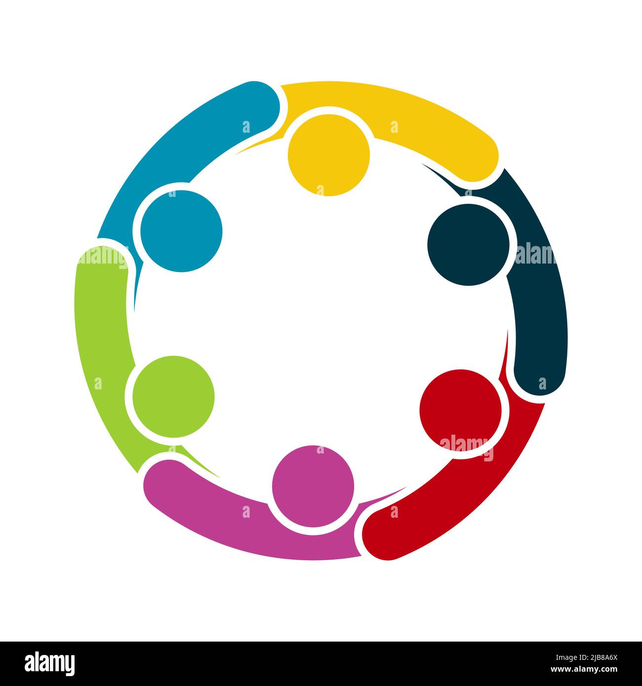 Group of six persons in circle. holding hands.The summit workers are ...