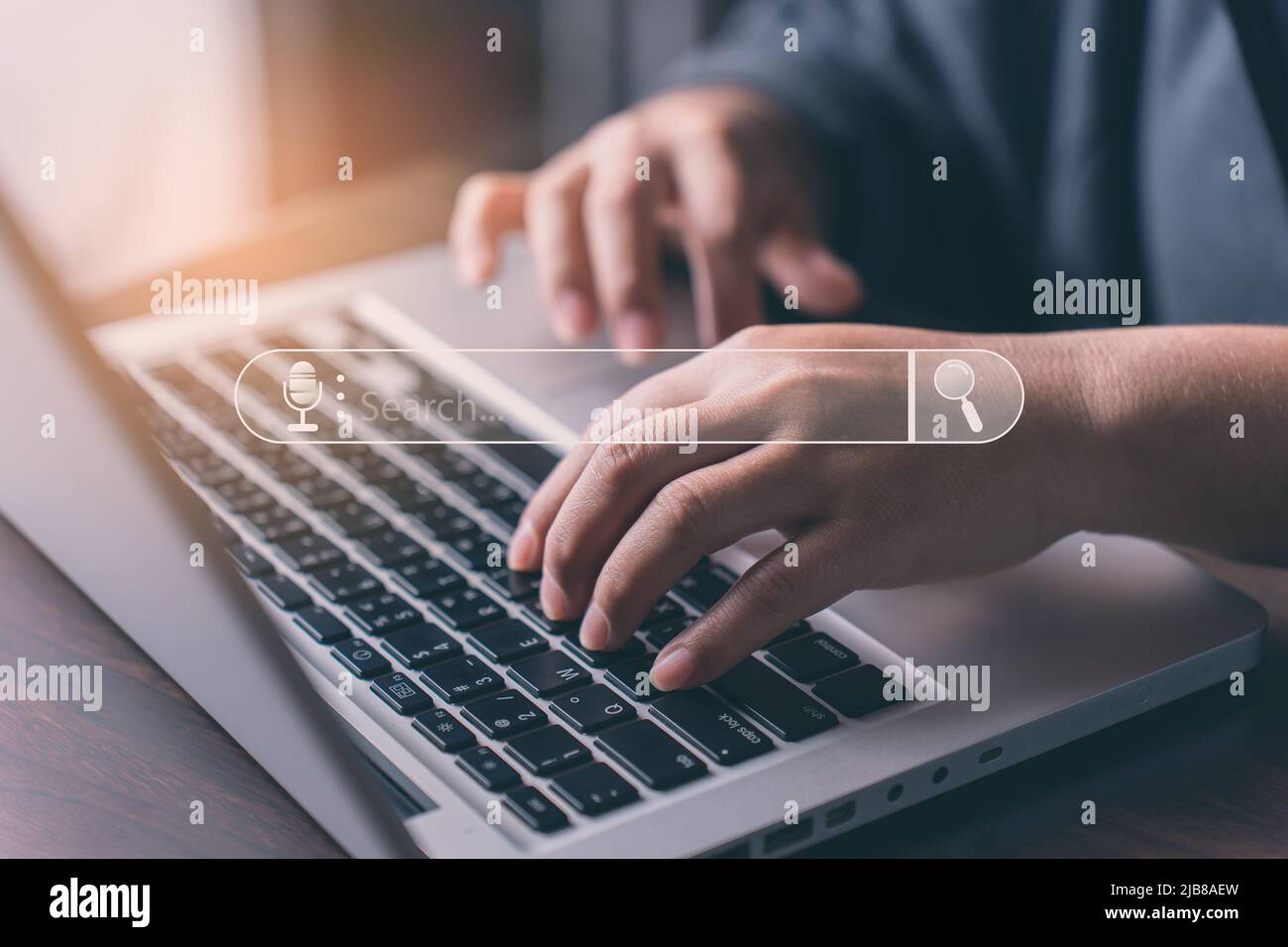 People are using the internet to search for information on laptop, Data ...