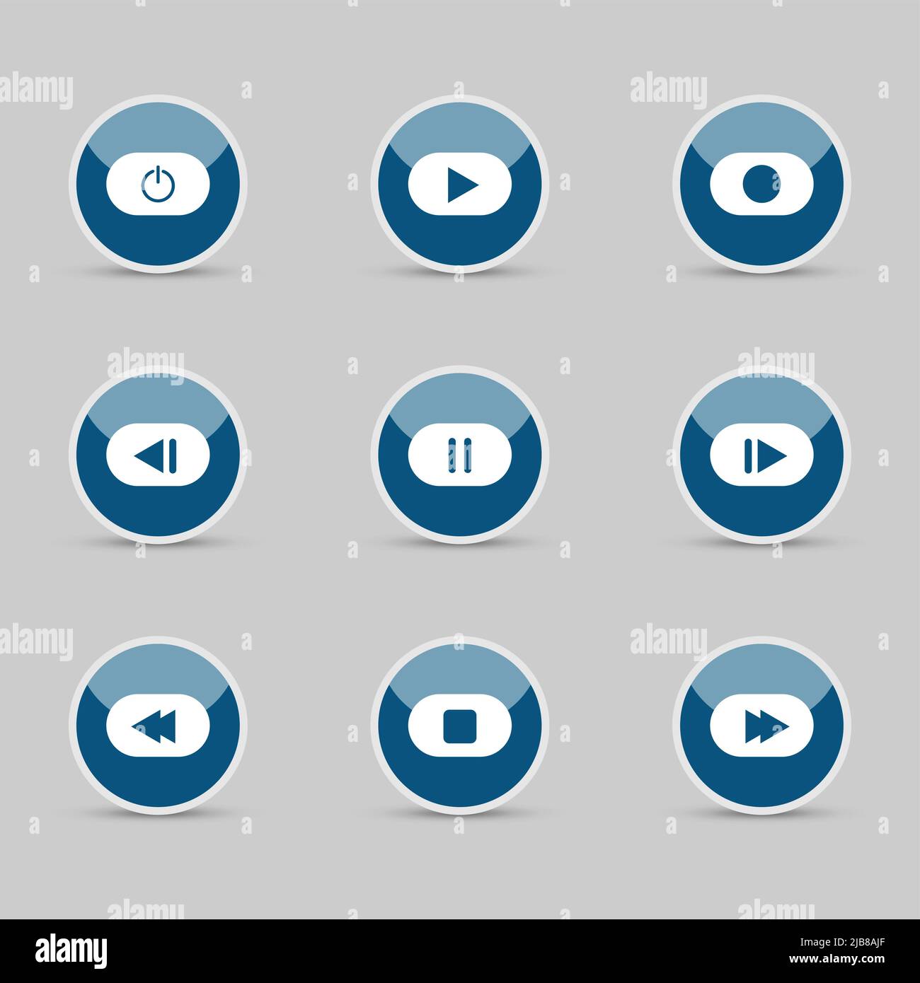 symbol icon set media player control white round buttons. vector ...