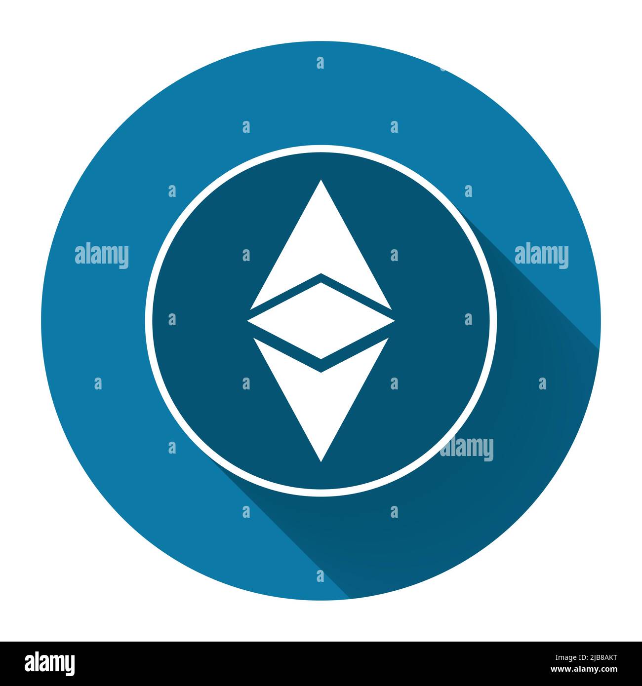 Ethereum icon simbol,coin logo of digital with long shadow black,Simple ...