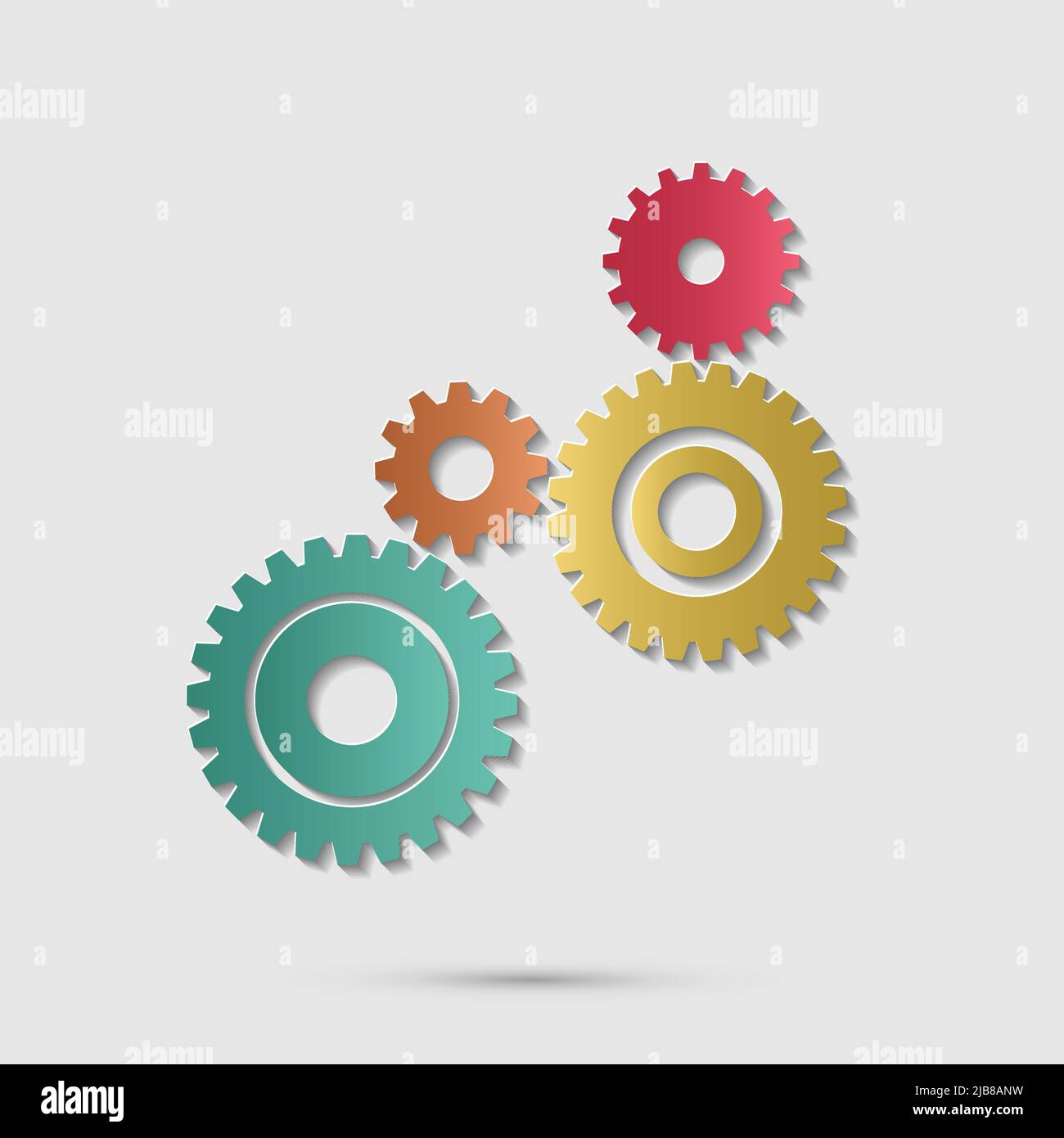 Abstract Color gear beautiful,four pieces gears set icon on background ...
