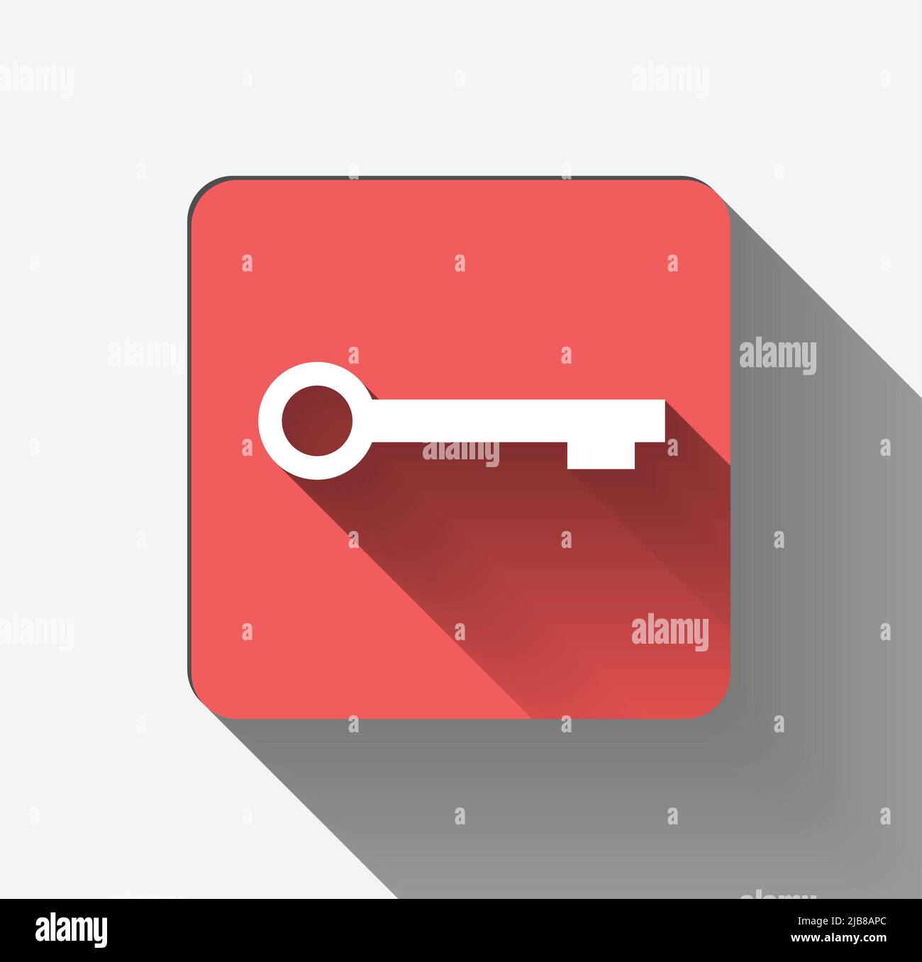 Key icon with long shadow. Flat design style Key silhouette,Vector ...