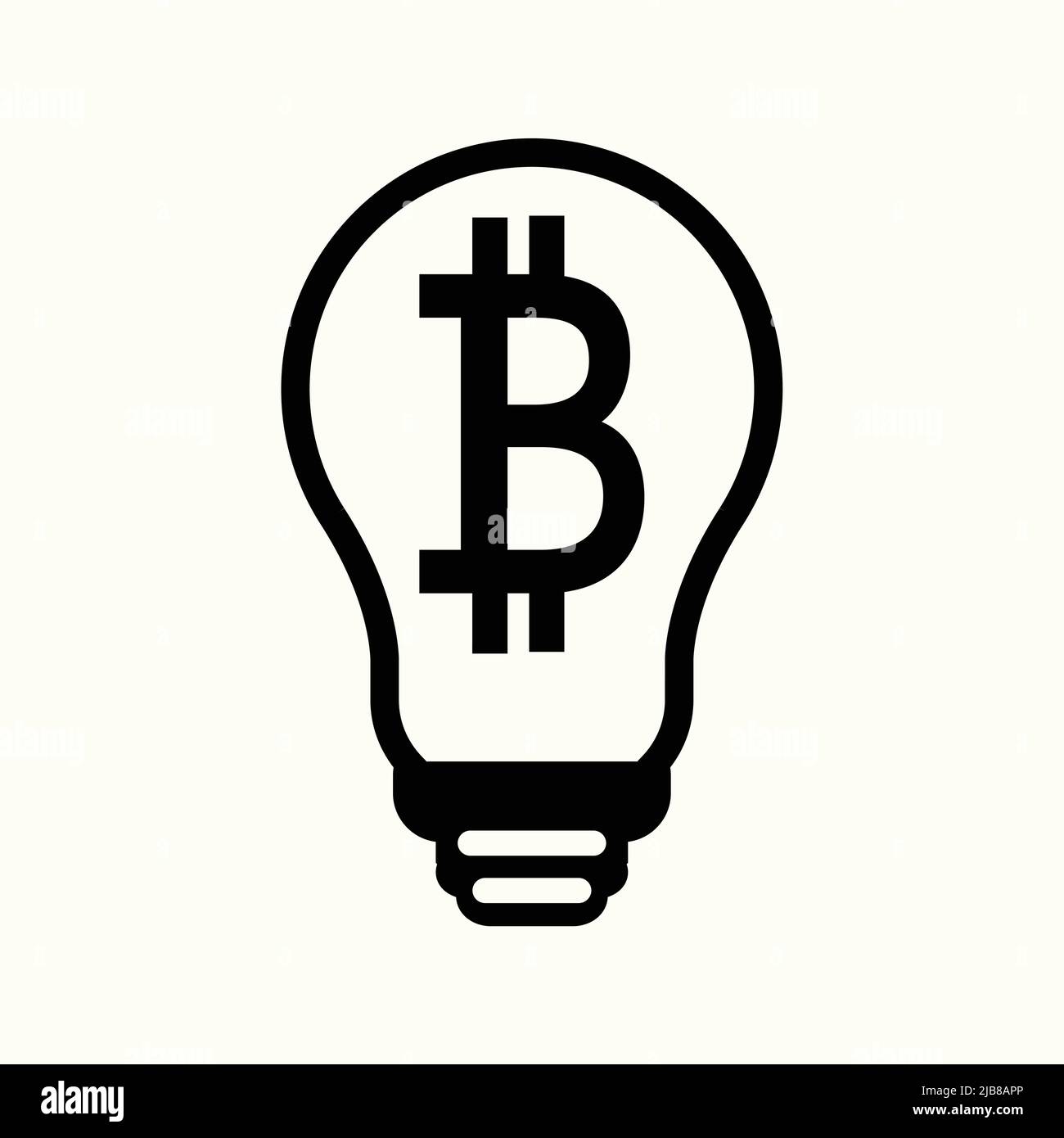 symbol bitcoin light bulb Icon on white background.Vector Illustration ...
