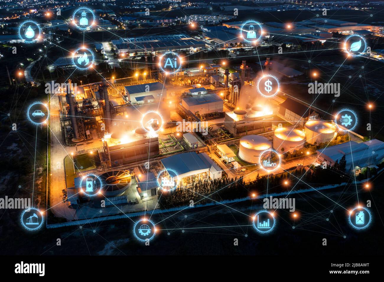 4.0 advanced industrial concept The industry has cyber icons and ...