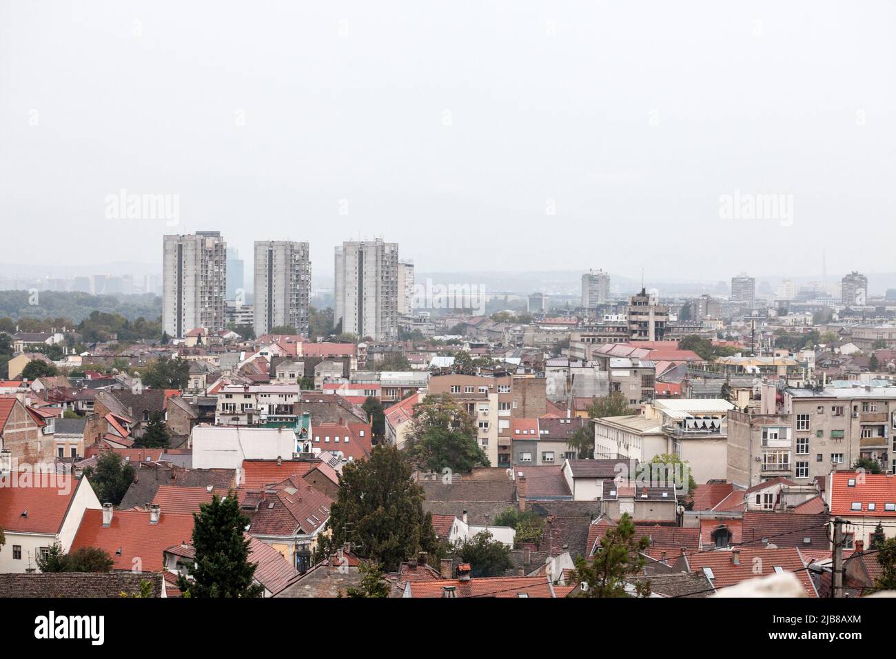 Picture of a skyline of Novi Beograd, Serbia, with a Zemun district in ...