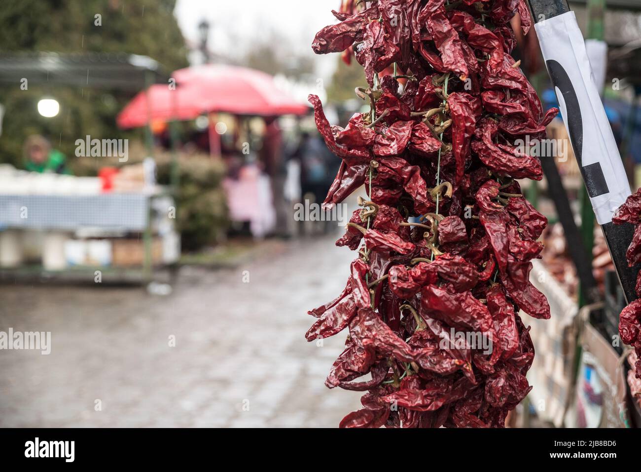 Selective blur on dried Red peppers drying, for sale on a market of ...