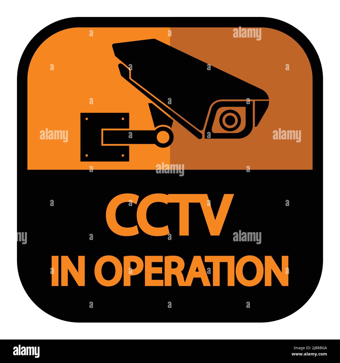 CCTV Camera label.Black Video surveillance sign on white background ...