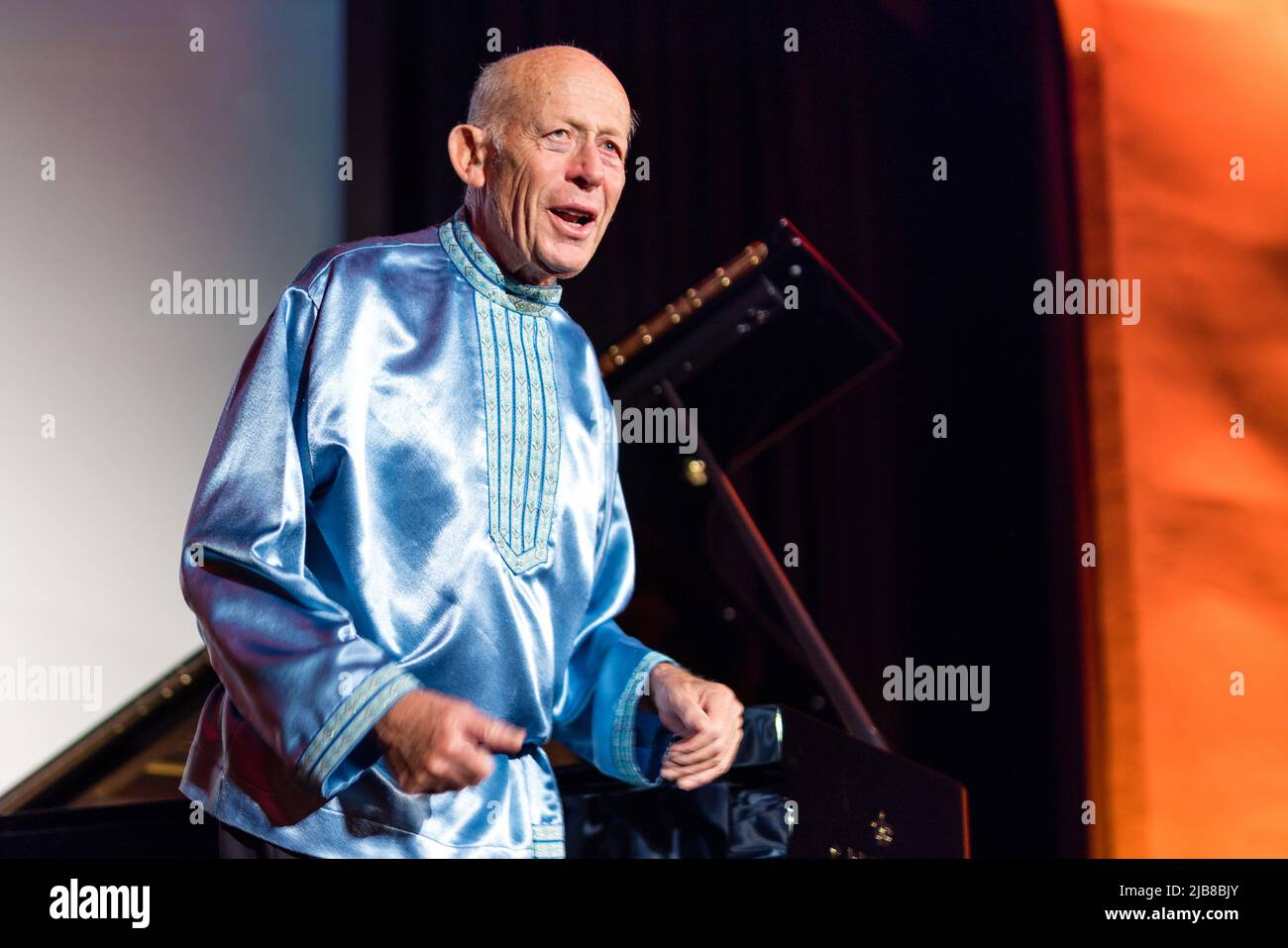 Cottbus, Germany. 03rd June, 2022. The Australian exceptional pianist David Helfgott gives a ...