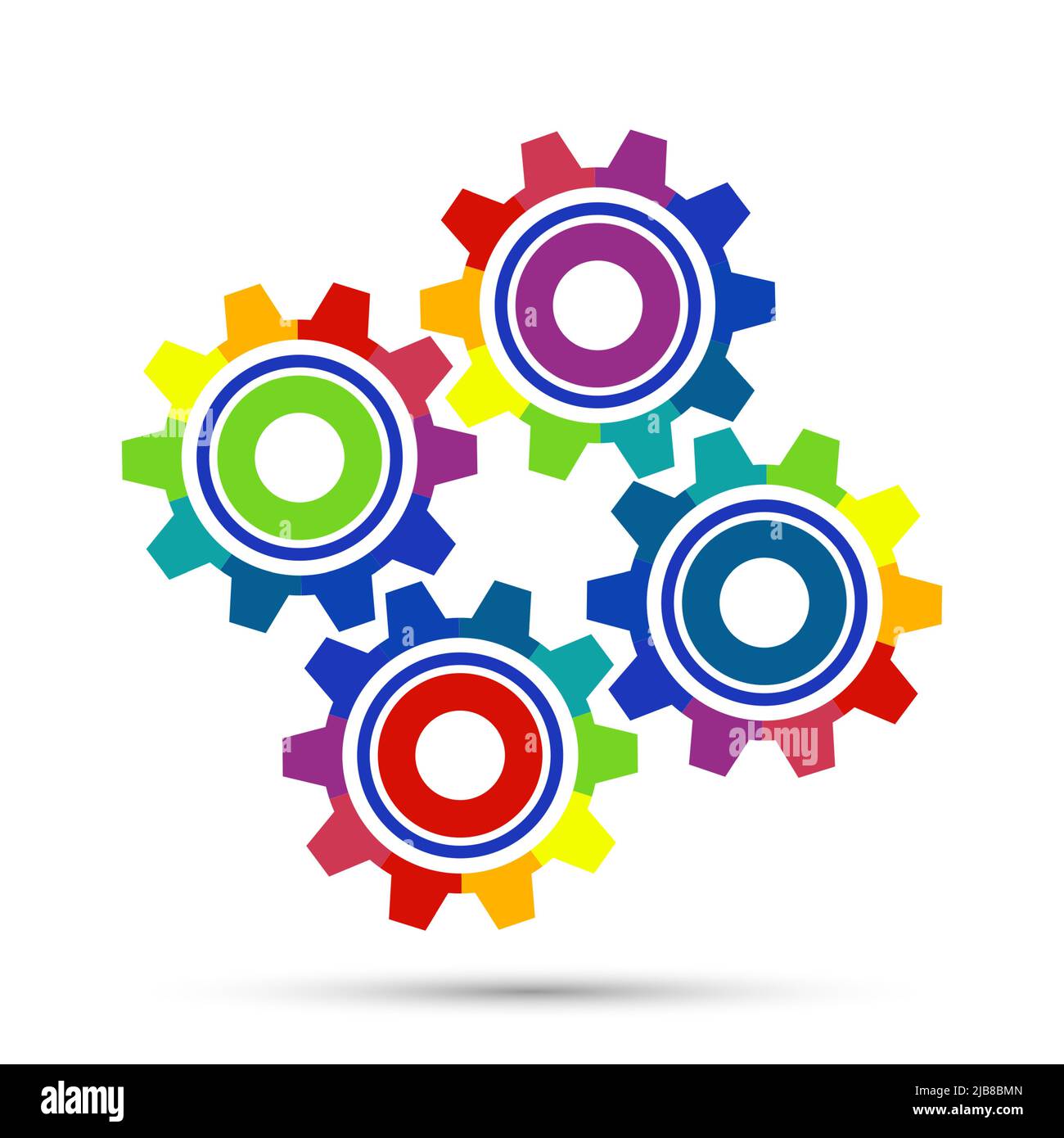 Abstract Color gear beautiful,four pieces gears set icon on background ...