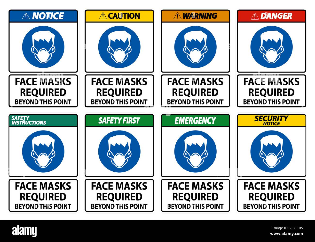 Face Masks Required Beyond This Point Sign Isolate On White Background ...