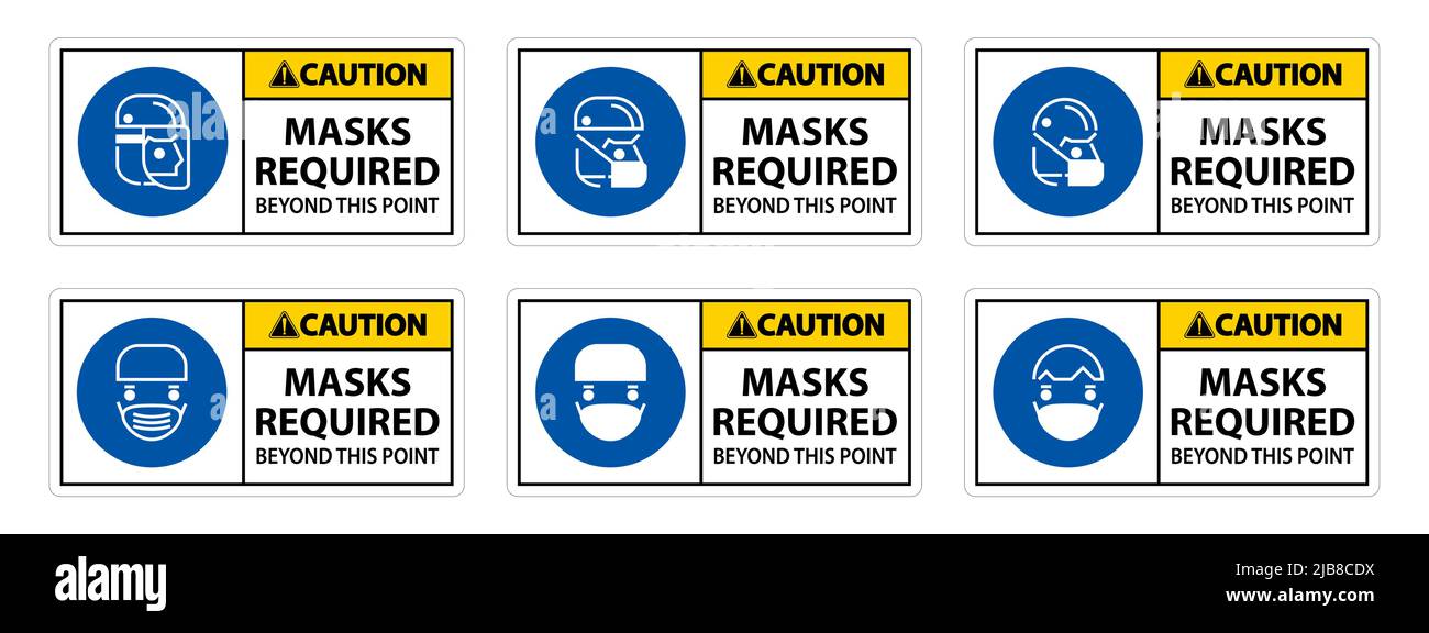 Caution Symbol Masks Required Beyond This Point Sign Stock Vector Image ...