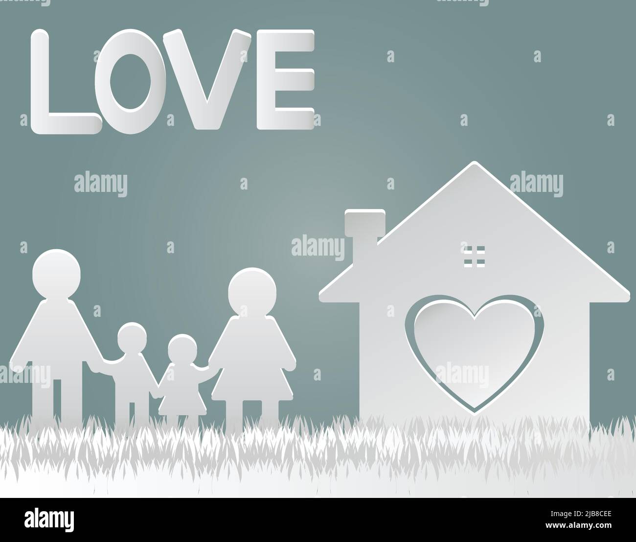 paper cut vector.Happy family at home mom and dad standing hand shake ...