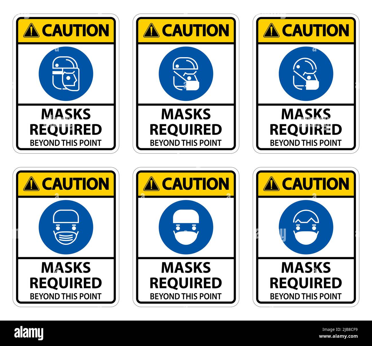 Caution Symbol Masks Required Beyond This Point Sign Stock Vector Image ...