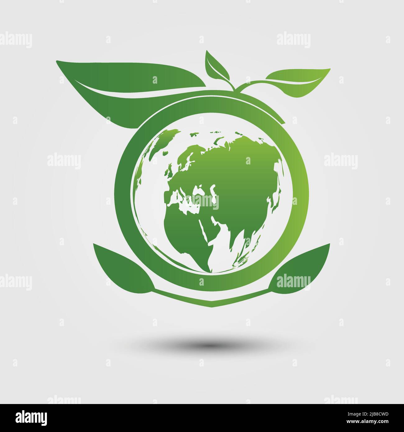 Earth symbol with green leaves around.Ecology.Green cities help the ...
