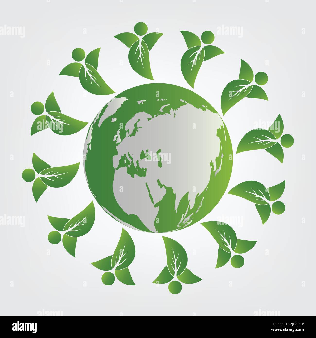 ecology concept.green teamwork leaves with around the globe.Vector ...