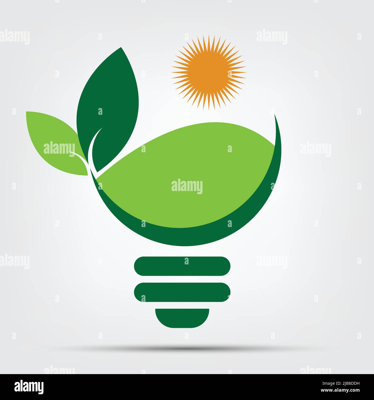 symbol ecology bulb logos of green with sun and leaves nature element ...