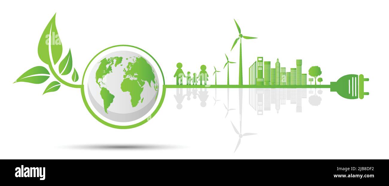 Ecology and Environmental Concept,Earth Symbol With Green Leaves Around ...