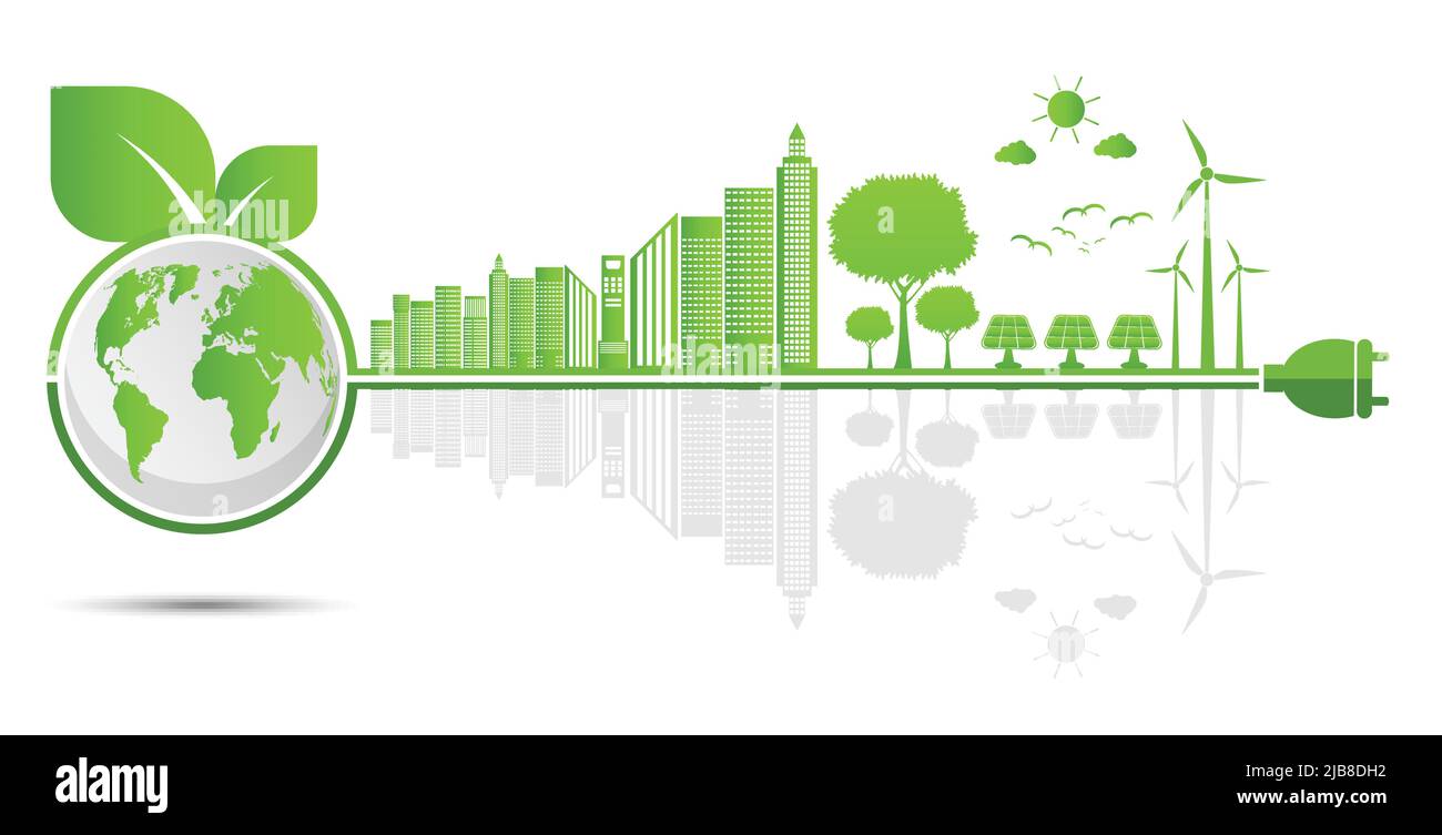 Ecology and Environmental Concept,Earth Symbol With Green Leaves Around ...