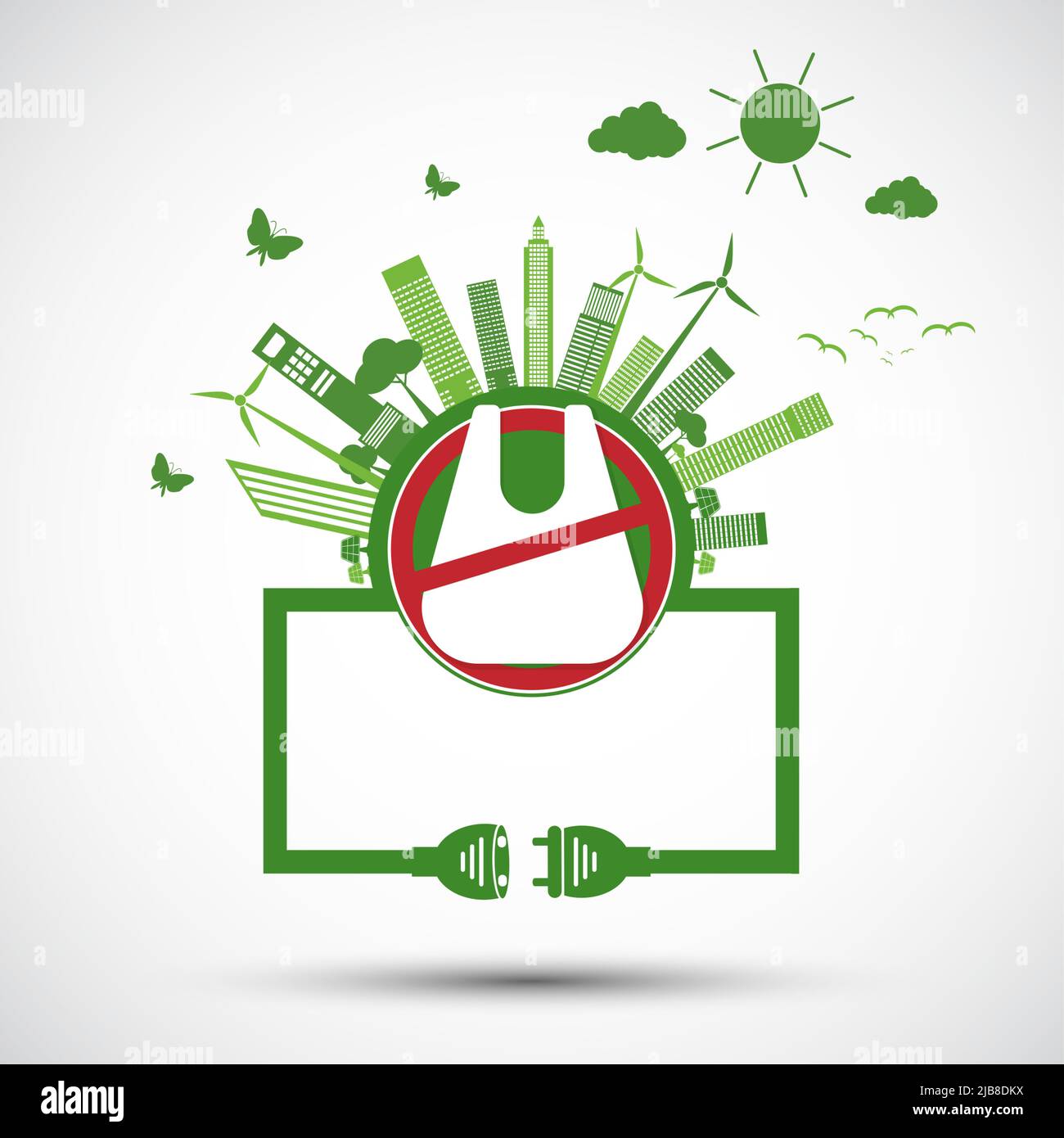 Ecology and Environmental Save World Concept,No plastic bags.Vector ...