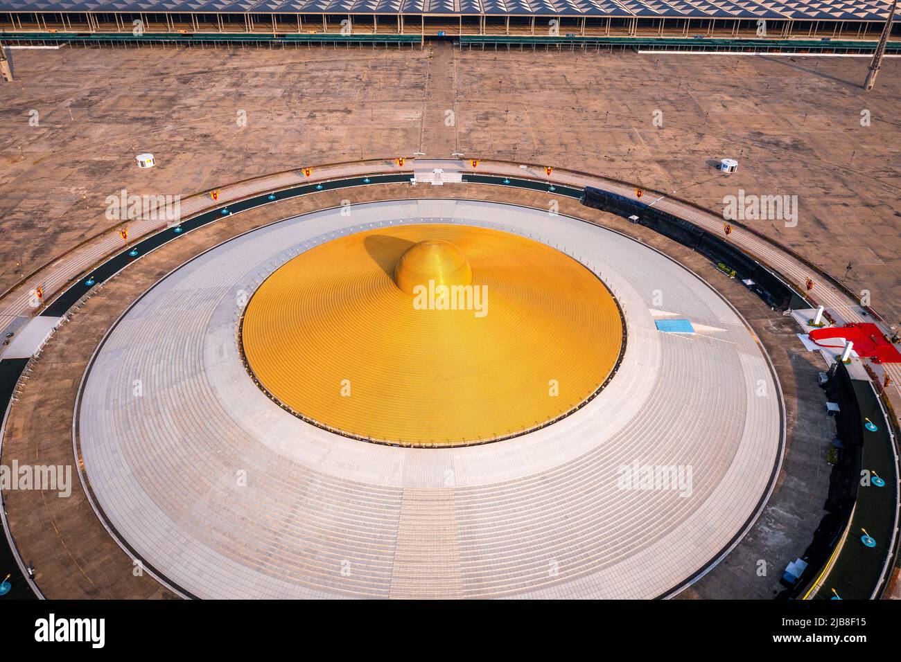 Aerial view of Wat Phra Dhammakaya temple in Pathum Thani Province ...