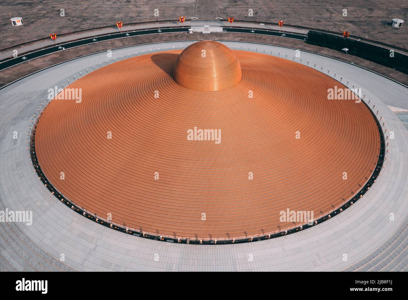 Aerial view of Wat Phra Dhammakaya temple in Pathum Thani Province ...