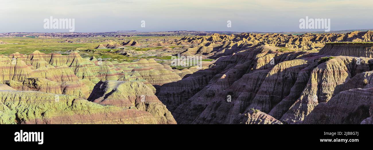 Panorama view of the South Dakota Badlands in United States of America ...
