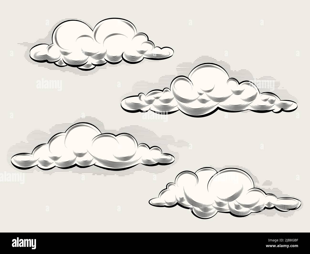 Engraving clouds. Vintage elements for art and design. Vector ...