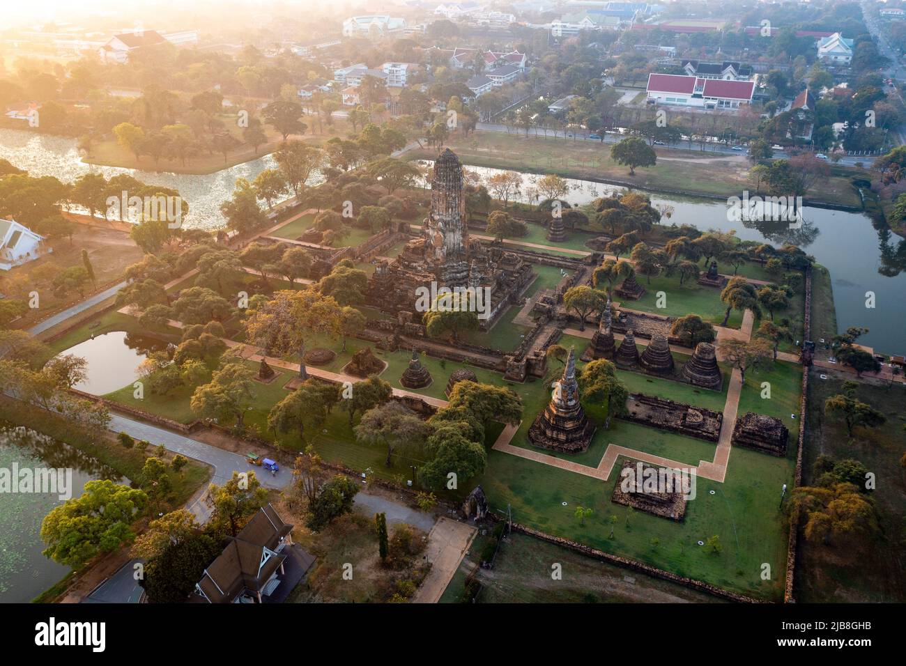Aerial view of Wat Phra Ram ruin temple in Phra Nakhon Si Ayutthaya ...
