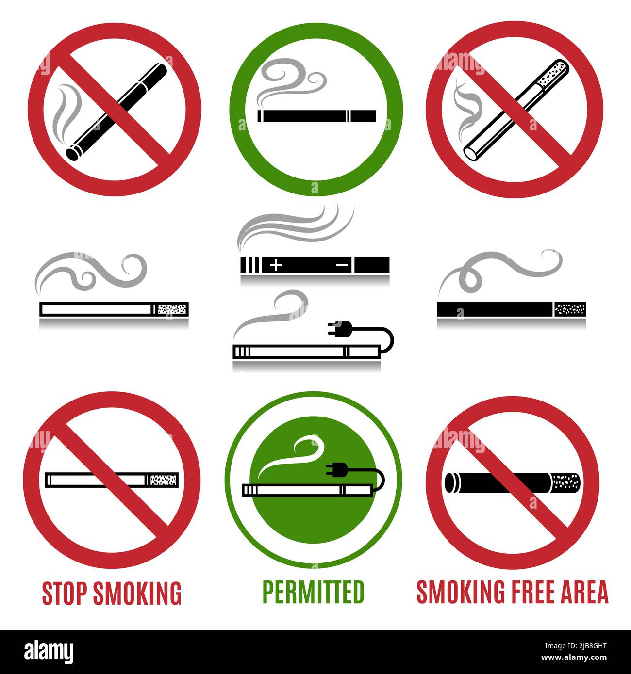 Sign of cigarette and no smoking sign. Addiction and tobacco ...